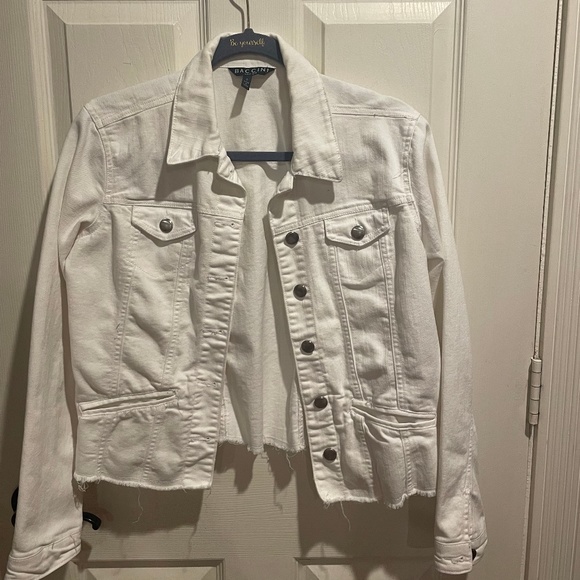 Baccini | Jackets & Coats | Baccini White Jean Jacket Button Down With ...